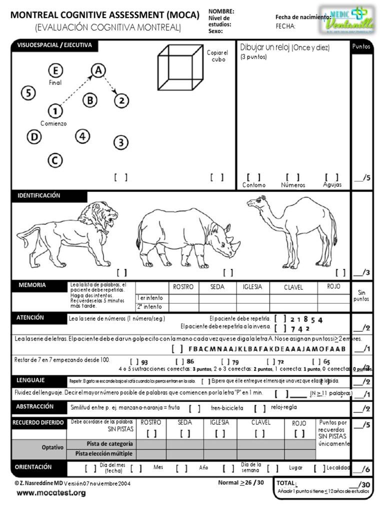 MoCA Test Spanish | PDF