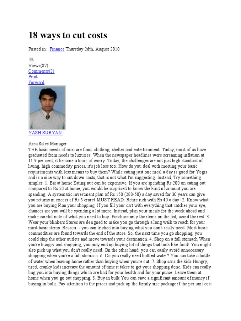 18 Ways To Cut Costs | PDF | Retail | Credit Card