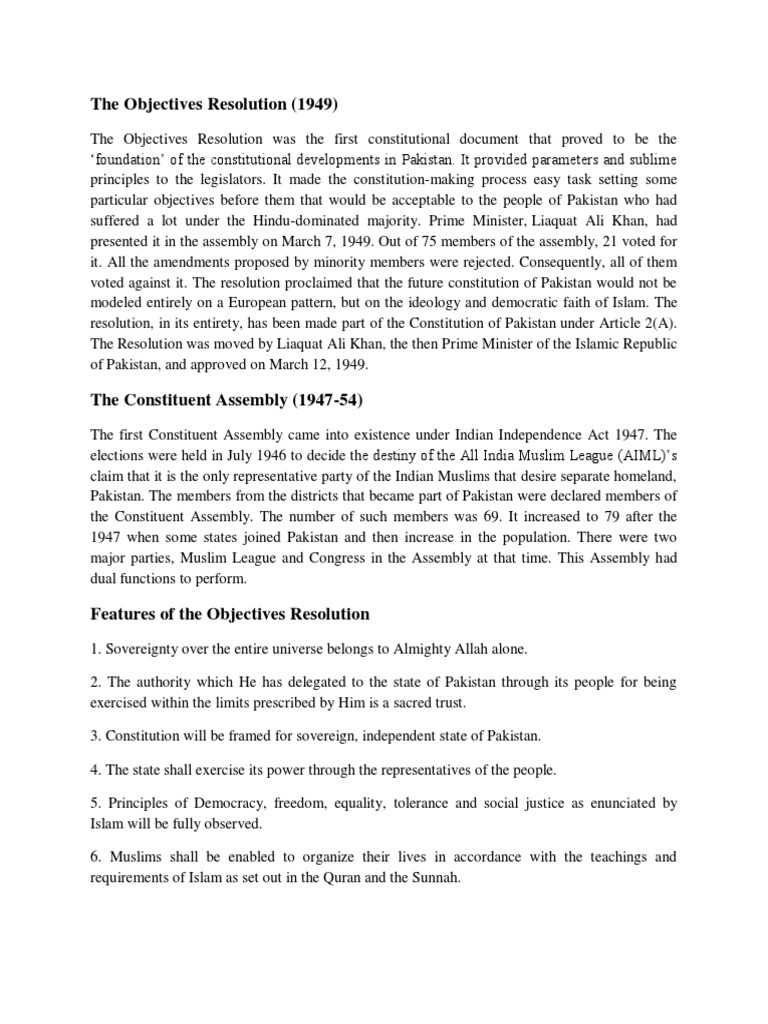 The Objectives Resolution PDF | PDF | Political Science | Virtue