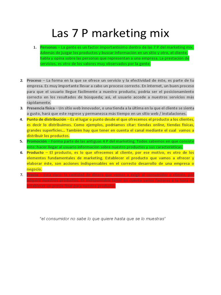 Las 7 P Marketing | PDF | Aplicación movil | Marketing