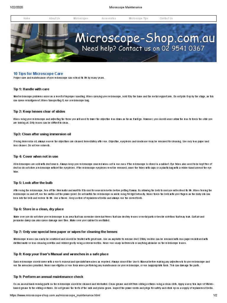 Microscope Maintenance | PDF | Microscope | Equipment