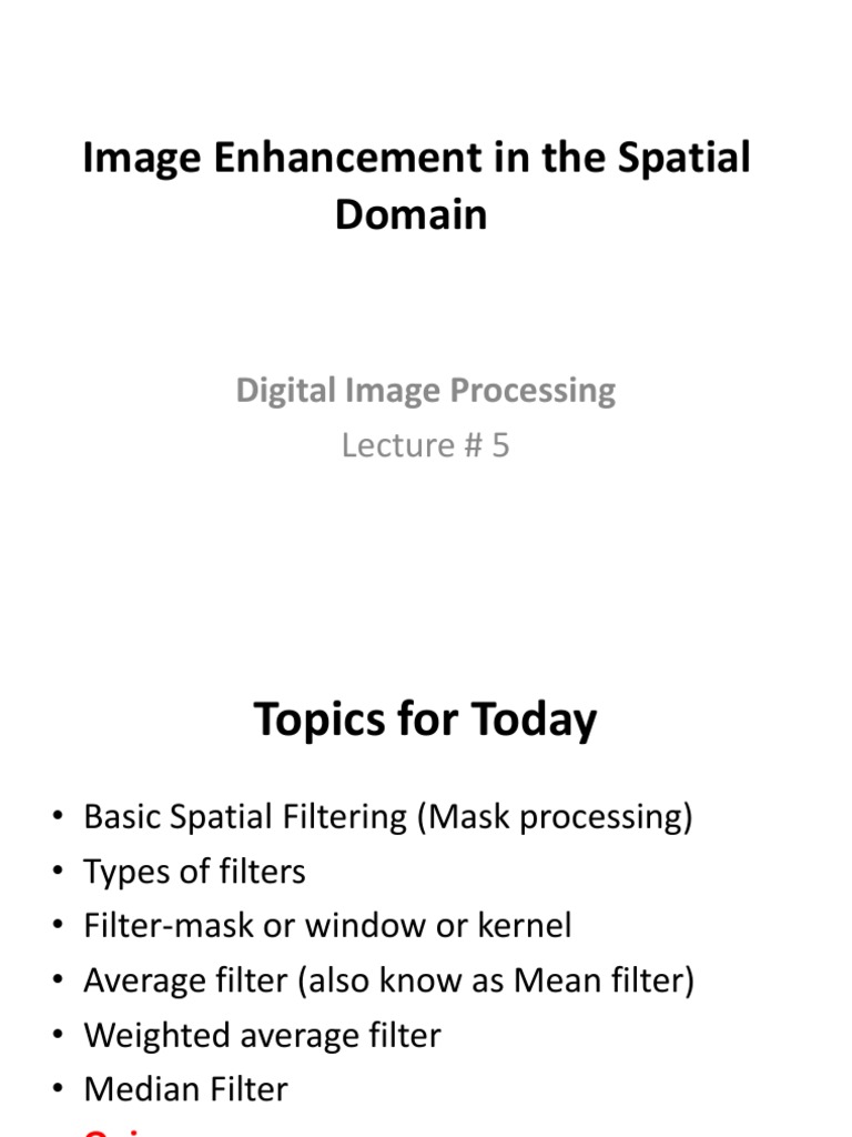 DIP Lecture5 PDF | PDF | Electronic Filter | Median