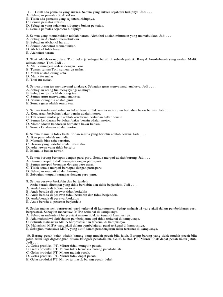 Kumpulan Soal Silogisme | PDF