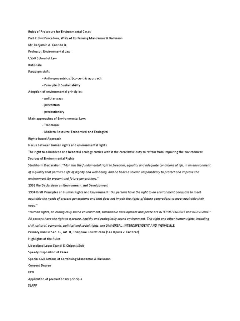 Environmental Case Procedure Rules | PDF | Lawsuit | Mandamus