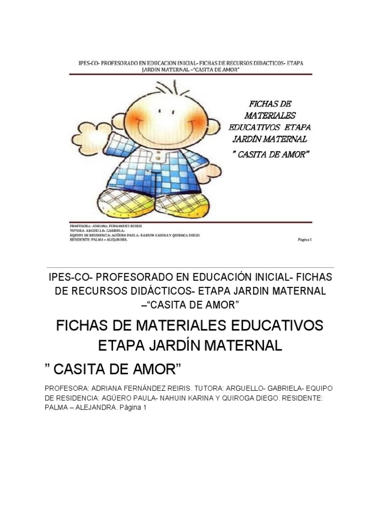 Fichas Didácticas Jardín Maternal | PDF | Educación de la primera ...