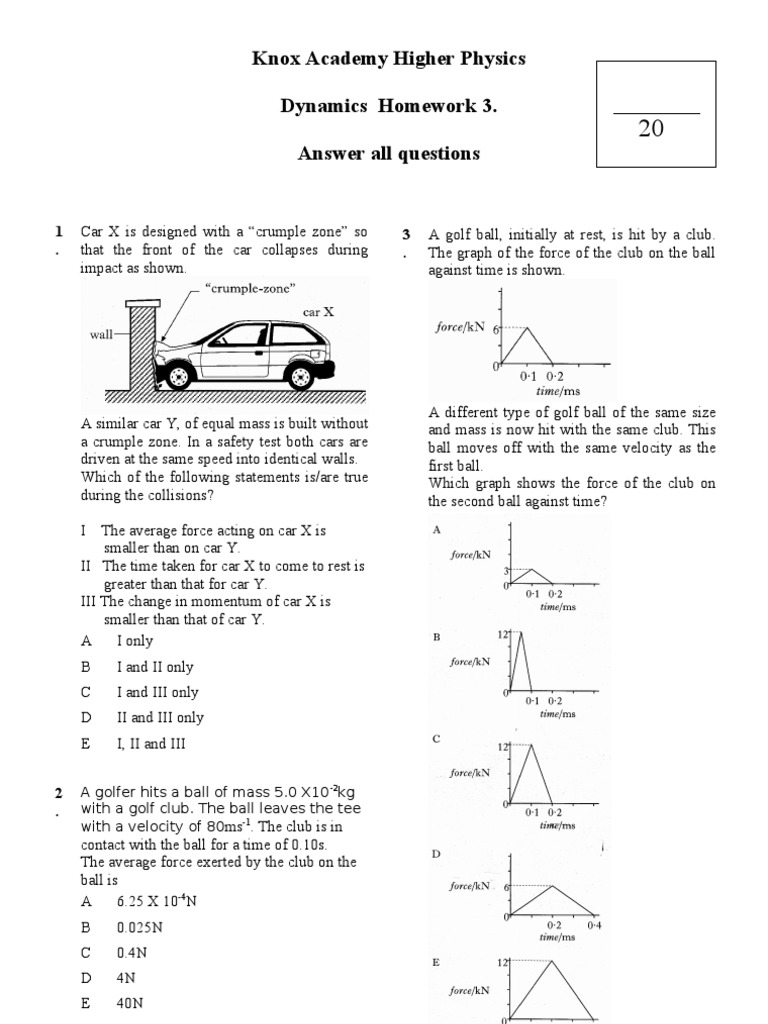 Dynamics H Hmwk3 | PDF | Momentum | Collision