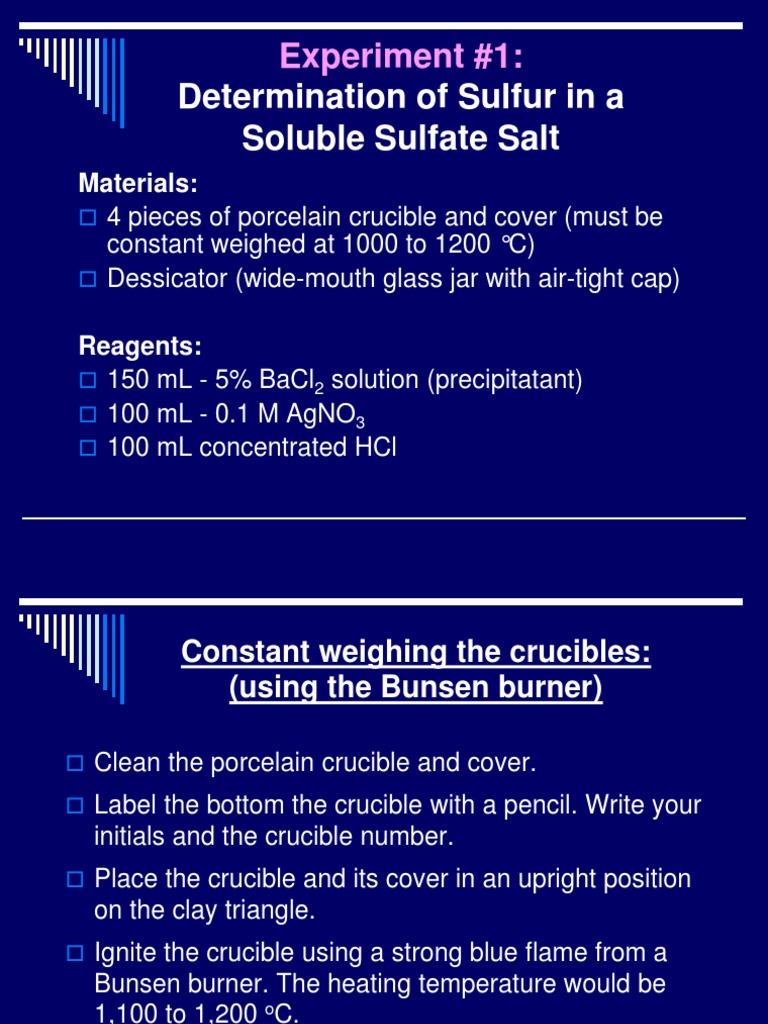 Sulfur Analysis in Soluble Sulfate Salts | PDF | Precipitation ...