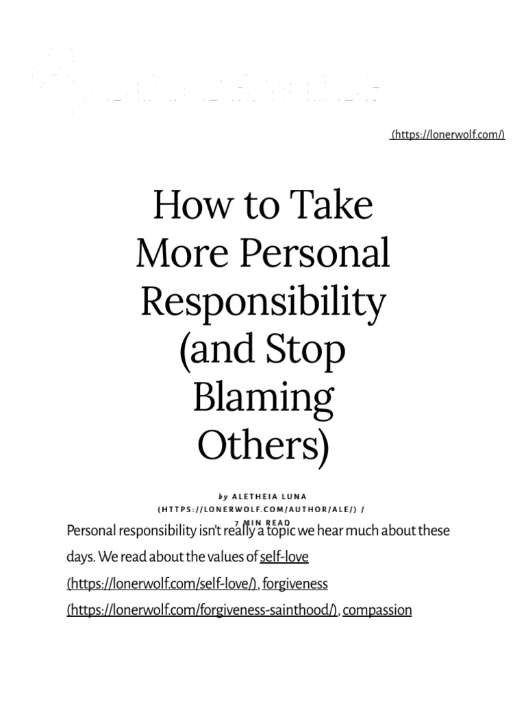 How To Take More Personal Responsibility (And Stop Blaming Others ...