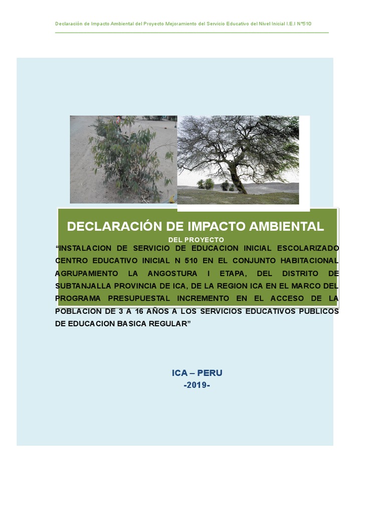 Declaracion de Impacto Ambiental | PDF | Andes | Residuos
