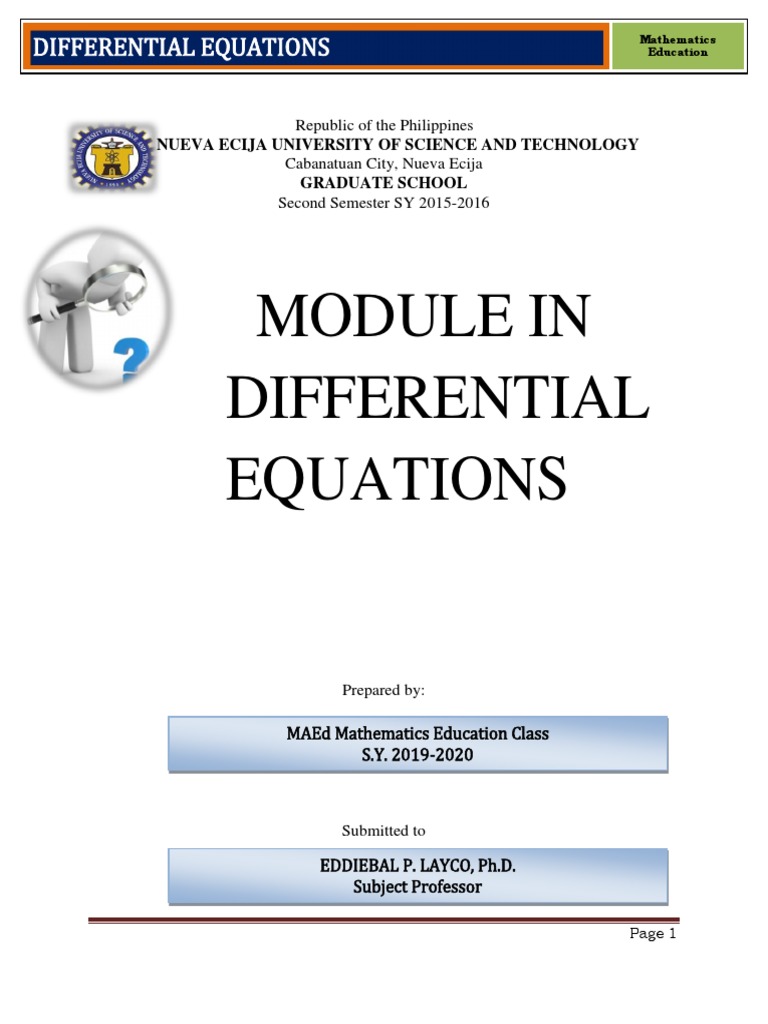 Diff Eq Module | PDF | Differential Equations | Ordinary Differential ...