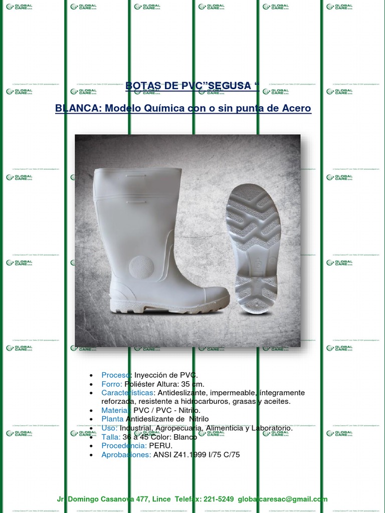 Ficha Tecnica Botas Quimica - Segusa G.C | PDF
