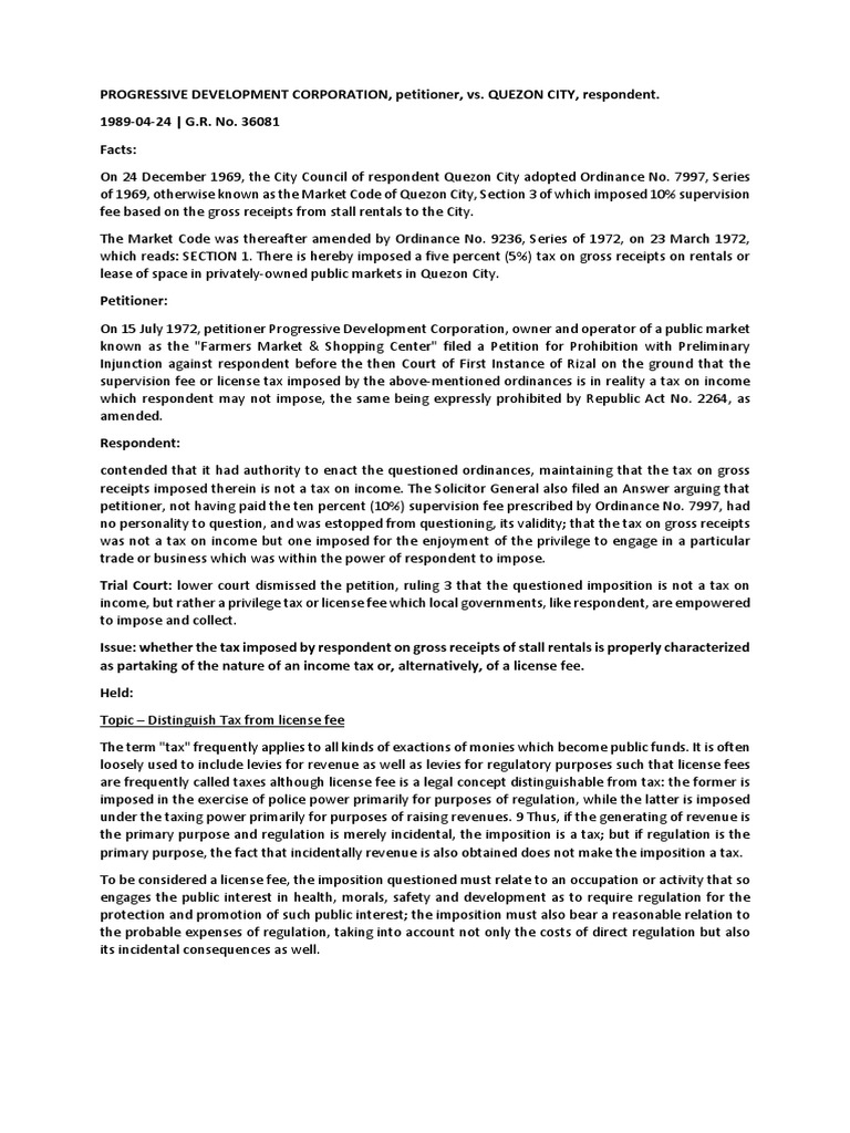 Progressive Development Corp vs. QC | PDF | Revenue | Taxes