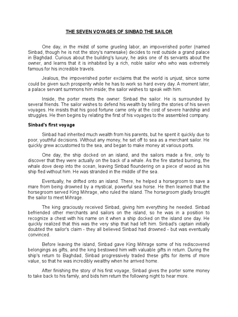 Seven Voyages of Sinbad The Sailor | PDF