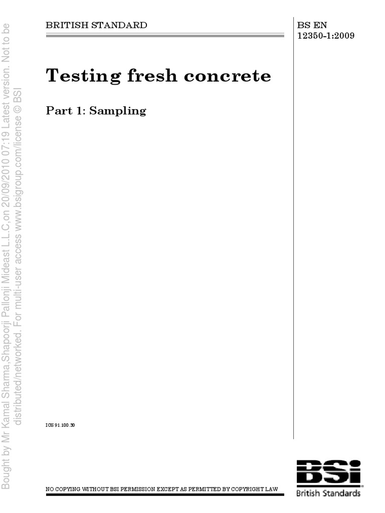 Fresh Concrete Sampling Standard Guide | PDF