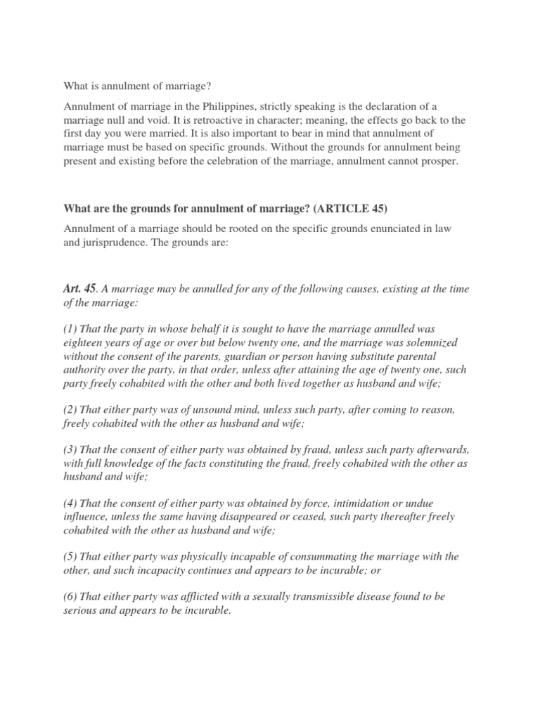 Annulment and Legal Separation | PDF | Annulment | Marriage
