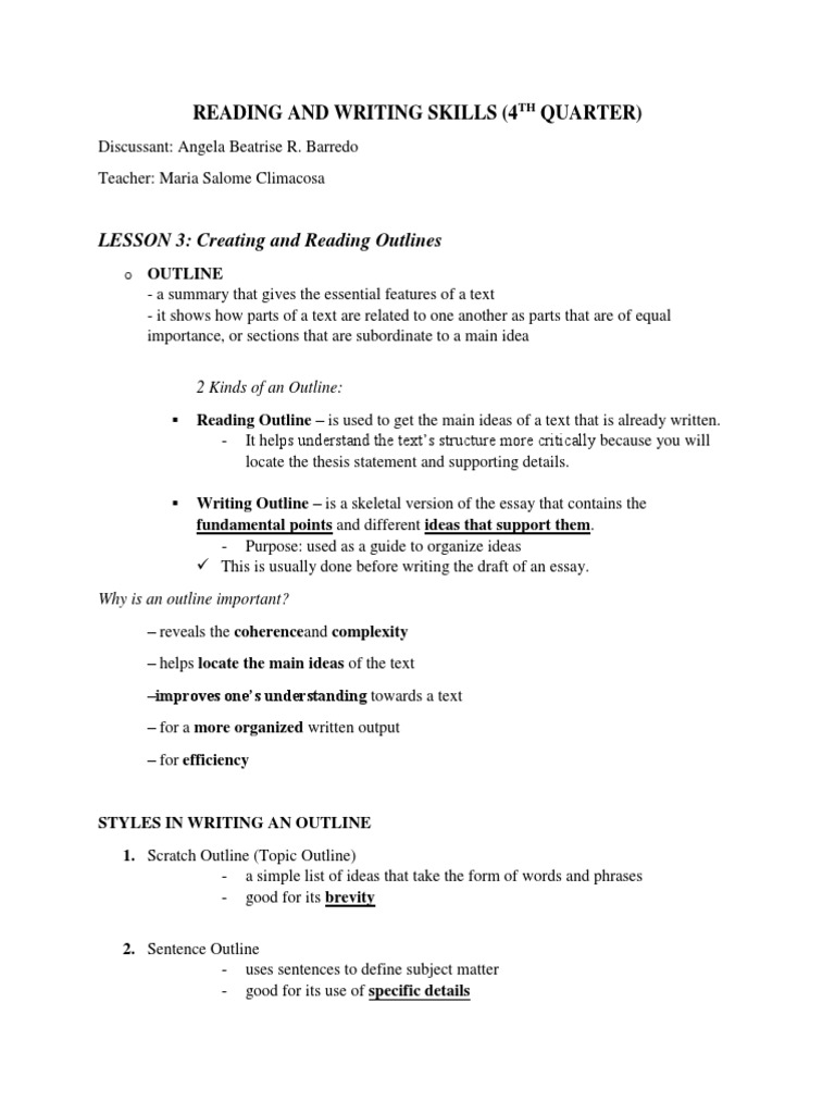 Reading and Writing Skills Handouts | PDF | Paragraph | Essays