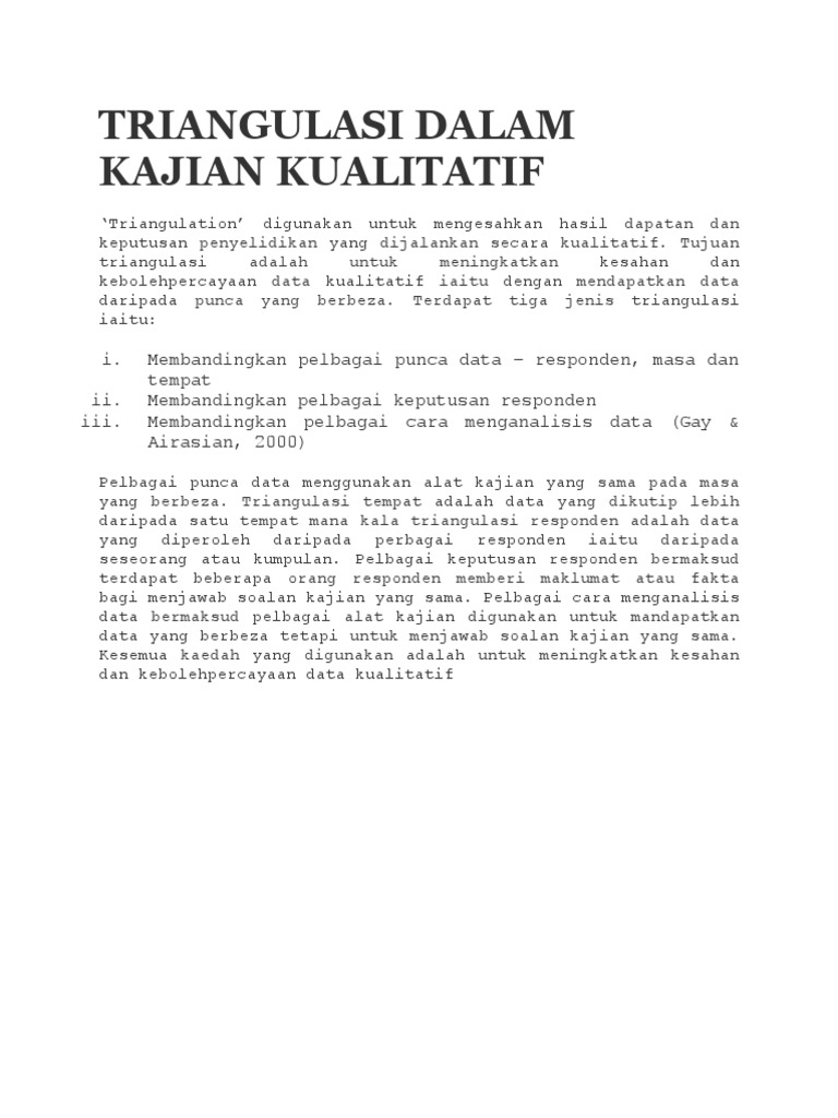 Triangulasi Dalam Kajian Kualitatif | PDF