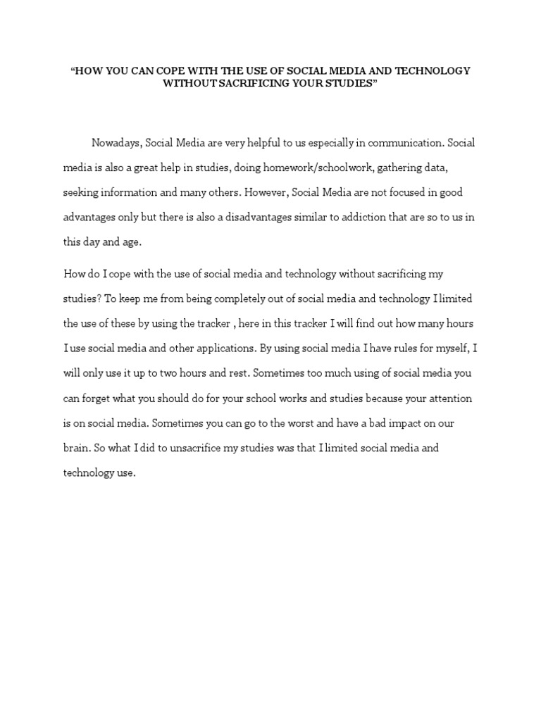 How You Can Cope With The Use of Social Media and Technology Without ...