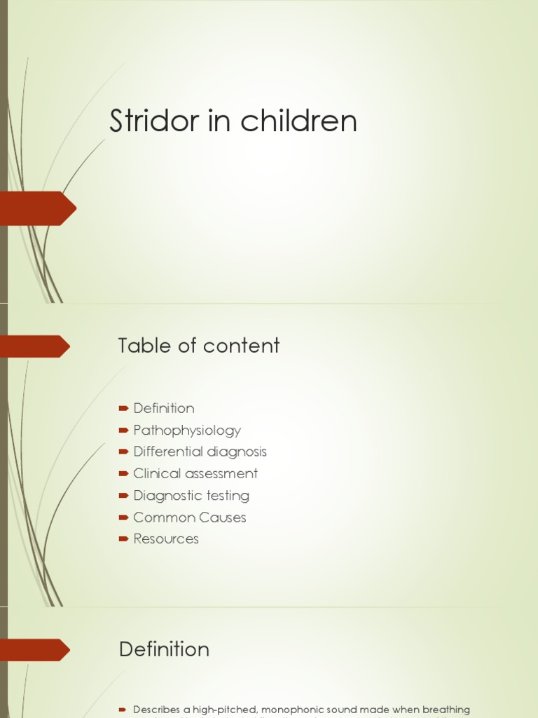 Stridor in Children | PDF | Respiratory Tract | Medical Specialties