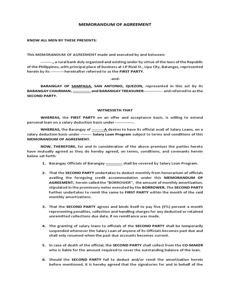 MOA | Download Free PDF | Loans | Financial Services