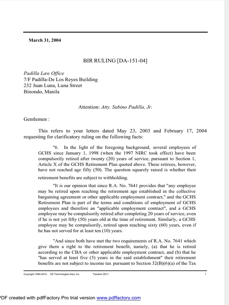 Bir Ruling On Retirement | PDF | Pension | Employment