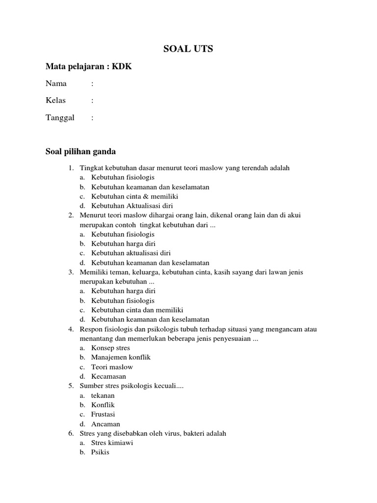 Soal Uts KDK | PDF
