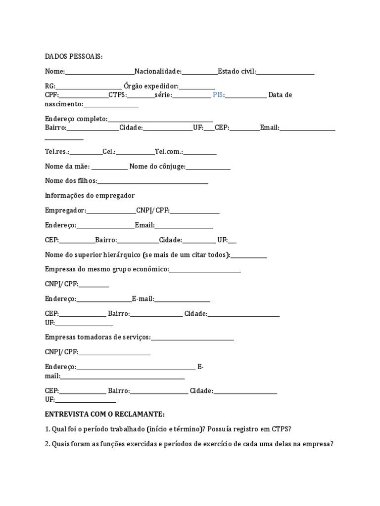 Modelo Ficha de Cliente | PDF | Hora extra | Condições de trabalho