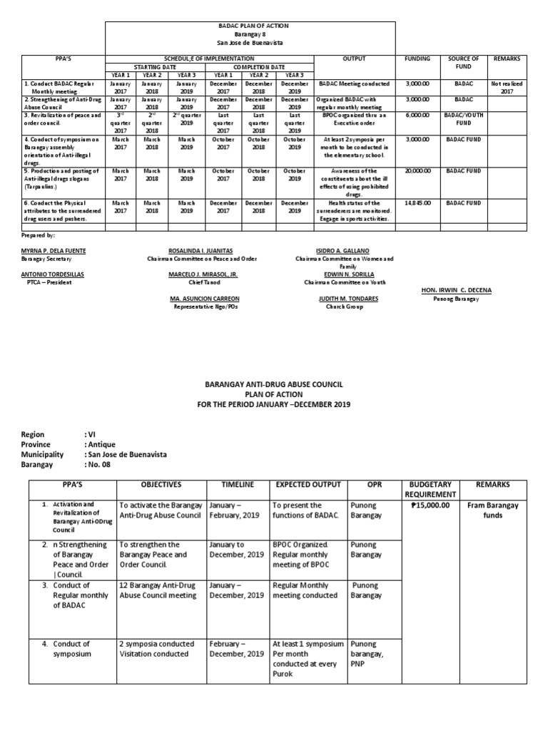 Barangay BADAC Action Plan 2019 | PDF | Substance Abuse | Social ...