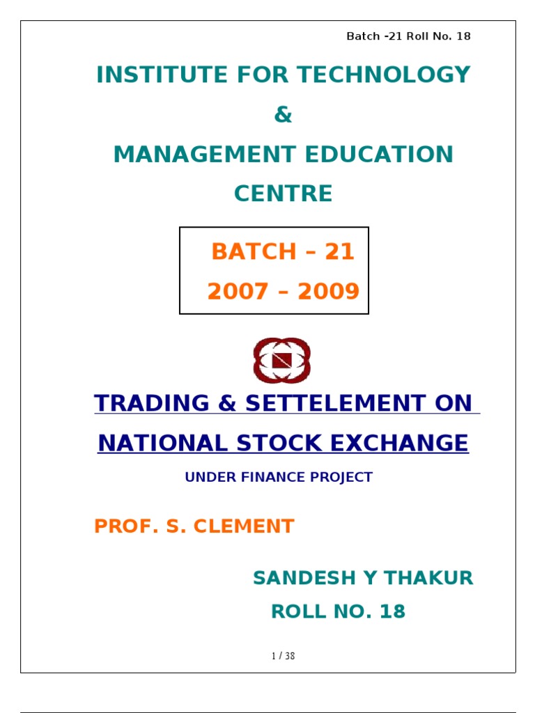 Final Report On NSE | PDF