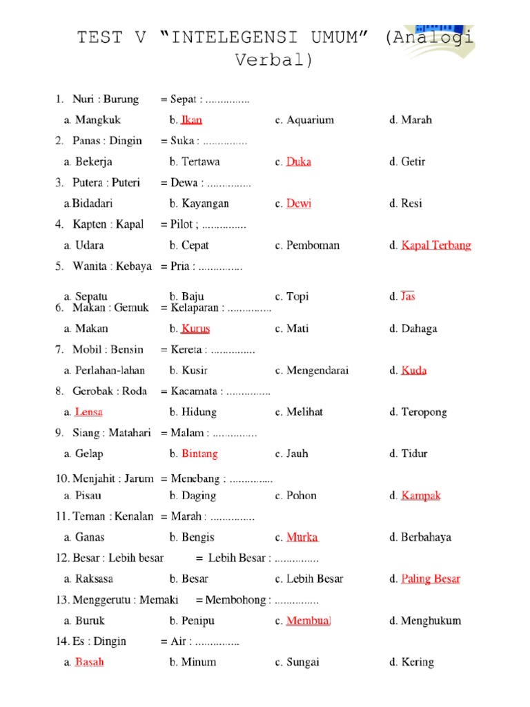 Analogi Verbal PDF | PDF