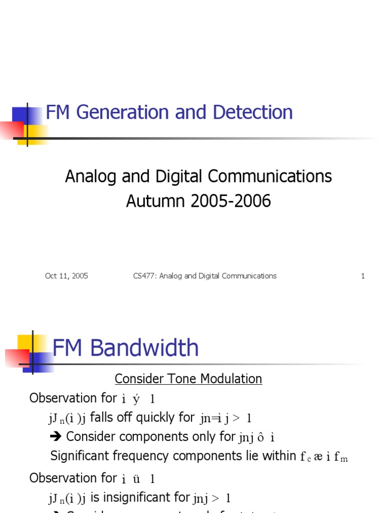 Fm Generation And Detection Analog And Digital Communications Autumn