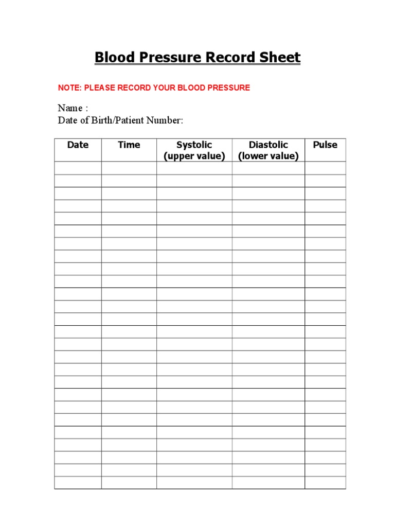 Blood Pressure Record | PDF