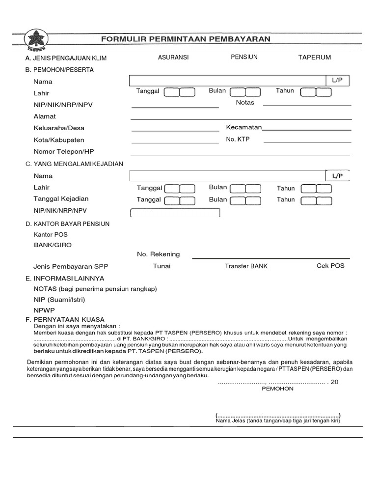 Form DPCP Dan Permintaan Pembayaran | PDF