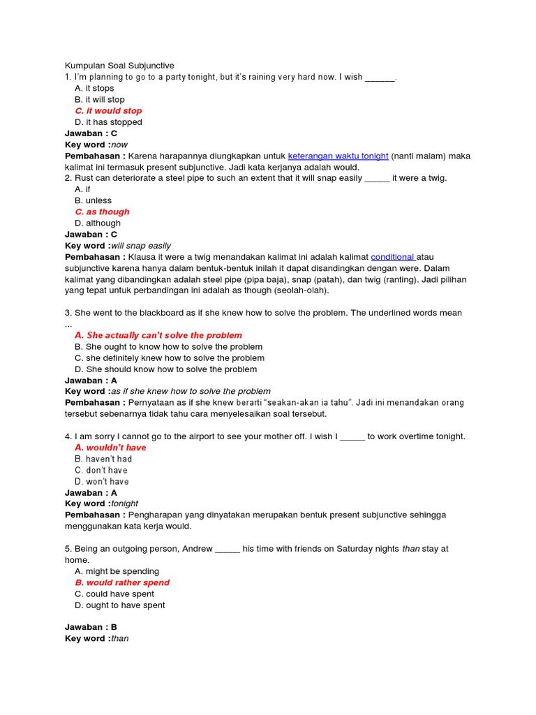 Kumpulan Soal Subjunctive | PDF