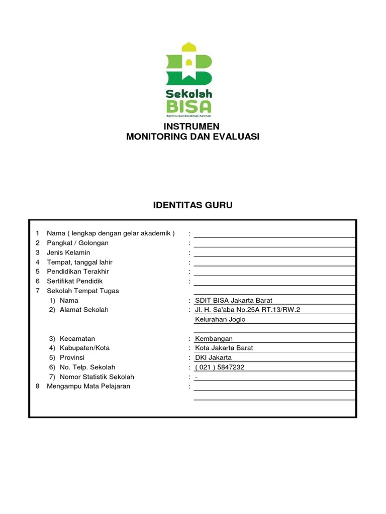 Instrumen MONEV KBM | PDF