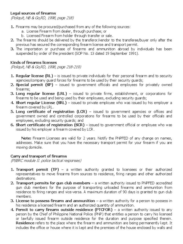 Types of Firearms Licenses in the Philippines | PDF | Police | License