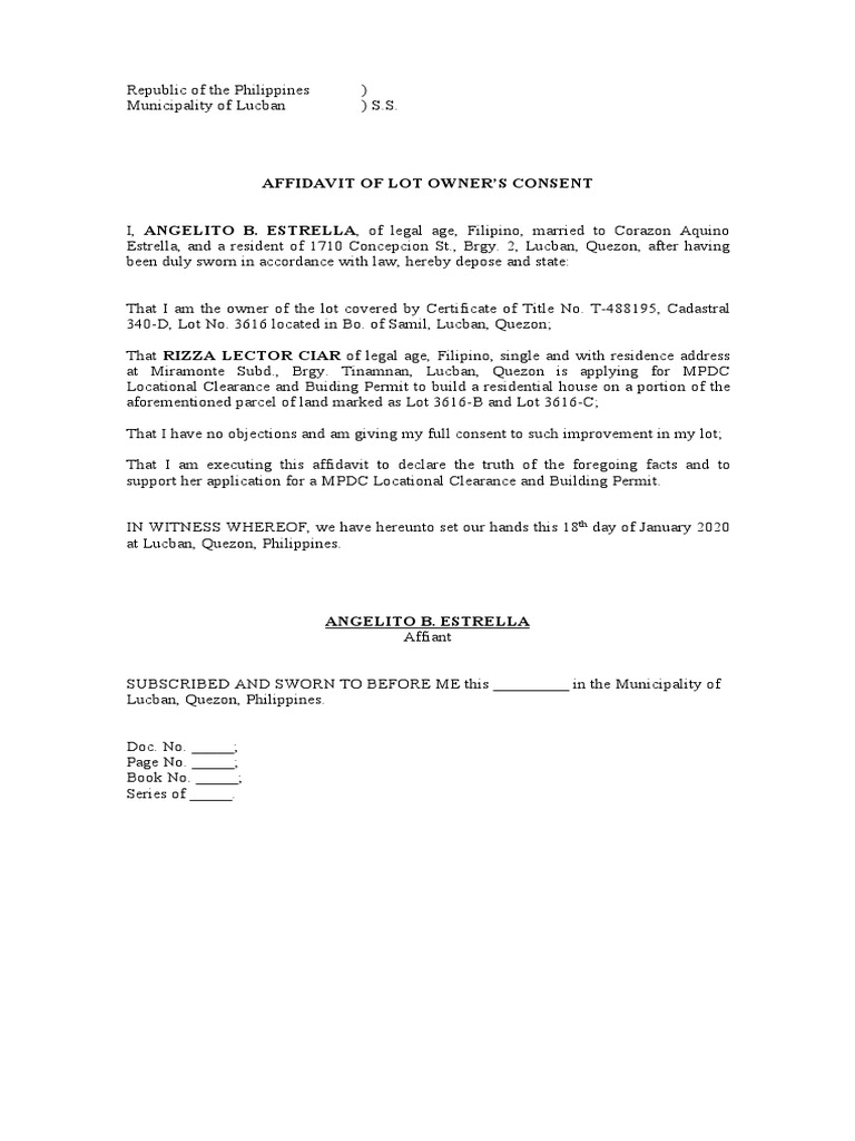 Affidavit of Consent | PDF