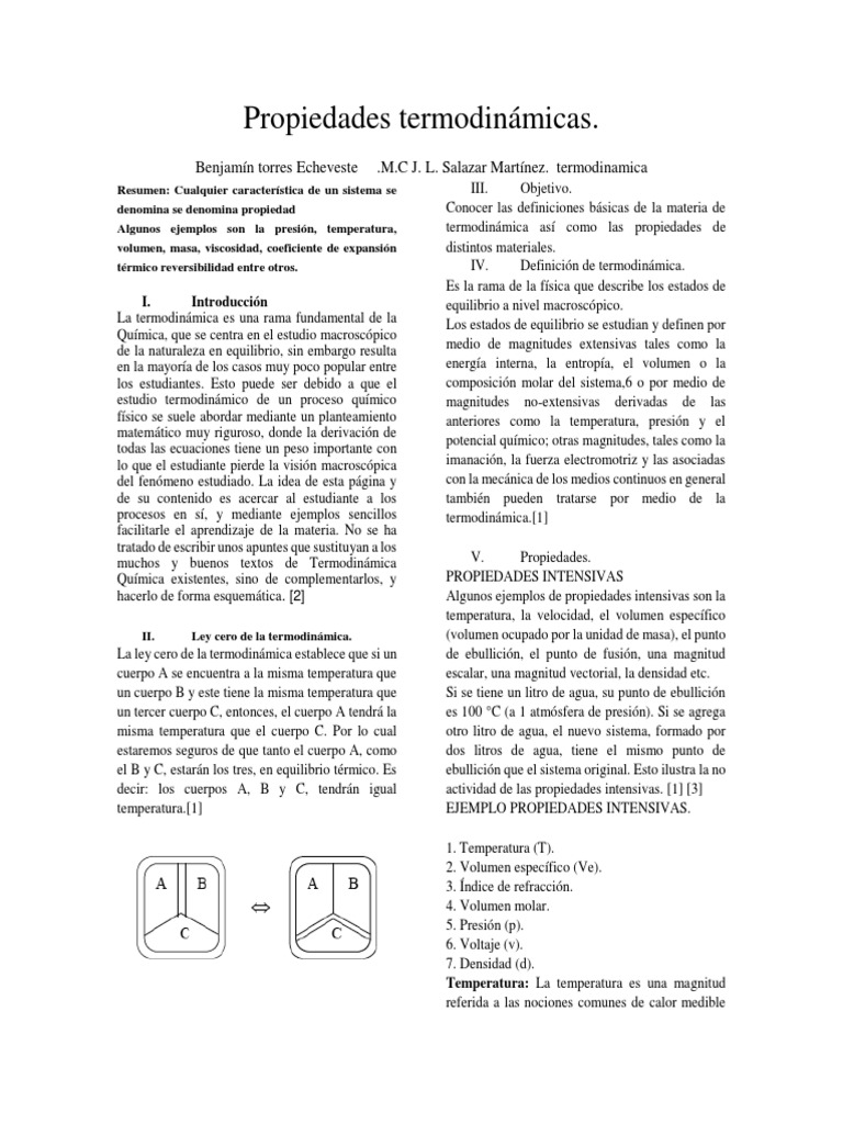 Propiedades Termodinámicas | PDF | Termodinámica | Peso