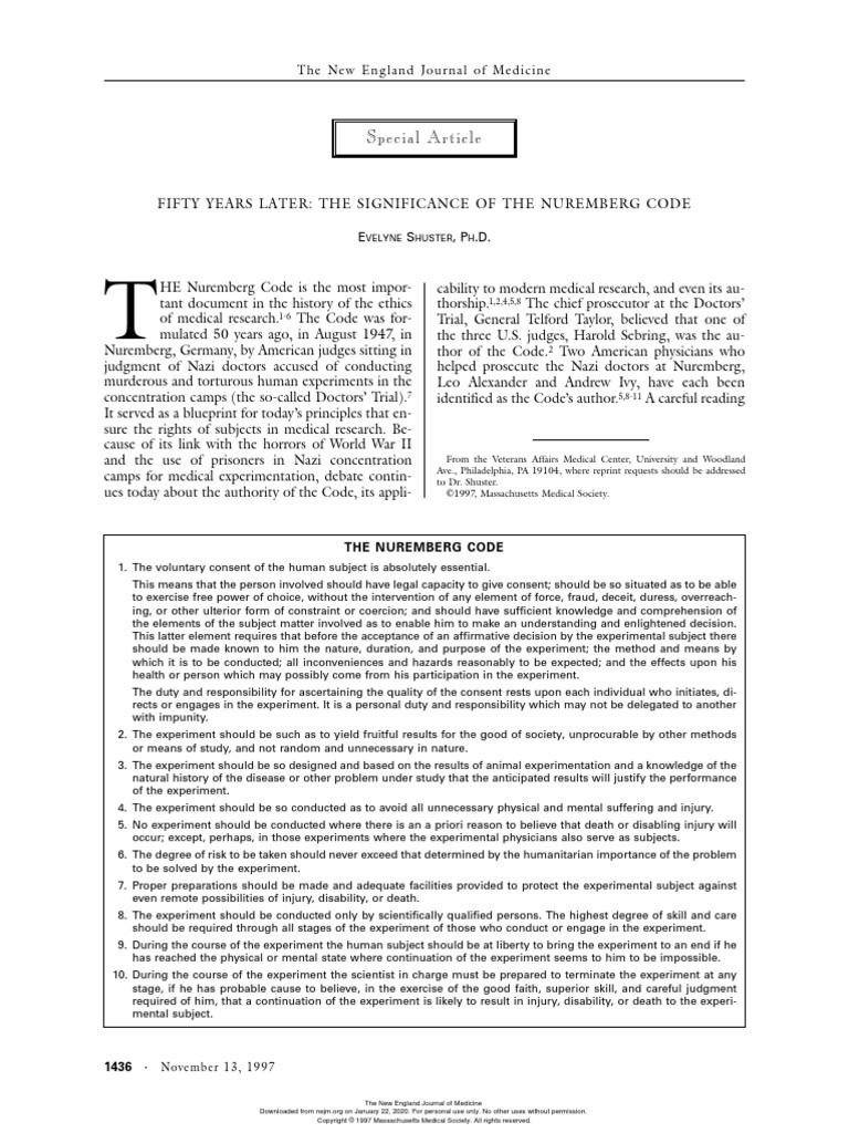Nuremberg Code | PDF | Informed Consent | Nuremberg Trials