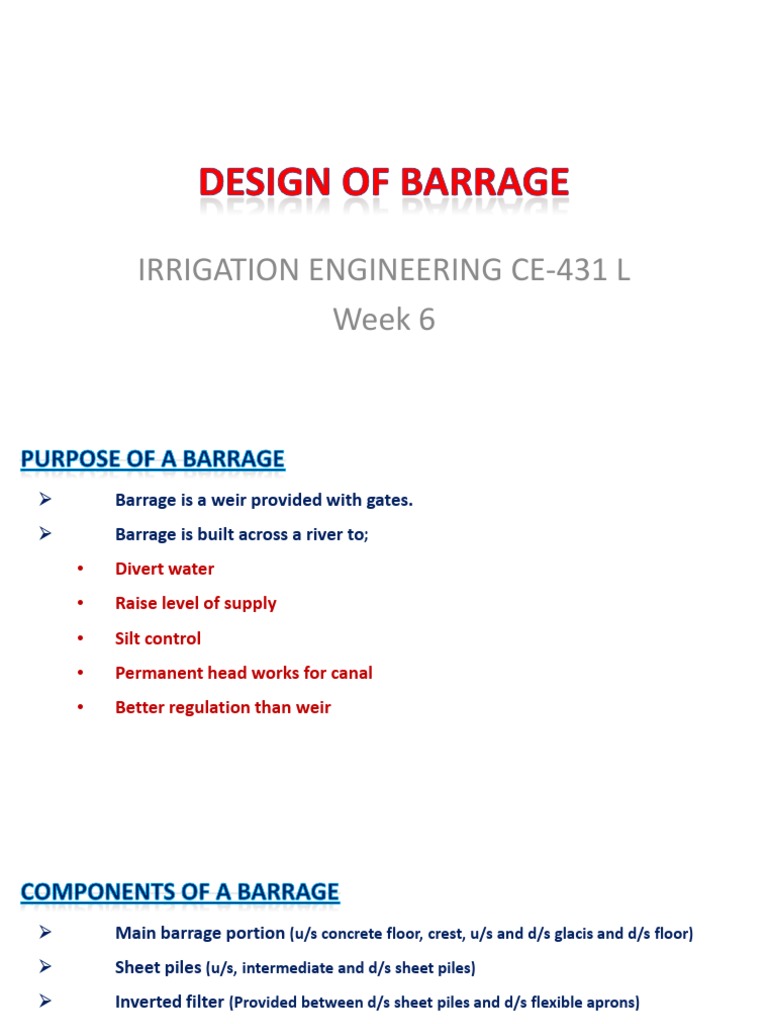 Barrage Design 1 | PDF | River | Flood