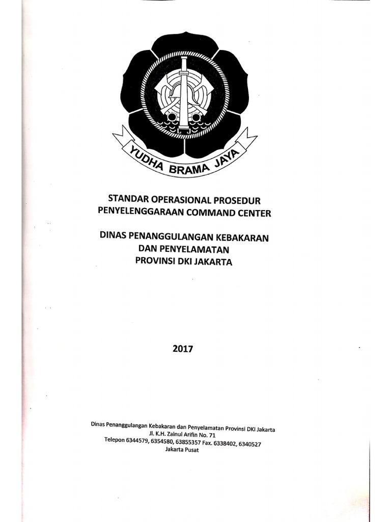 Standar Operasional Prosedur Penyelenggaraan Command Center PDF | PDF