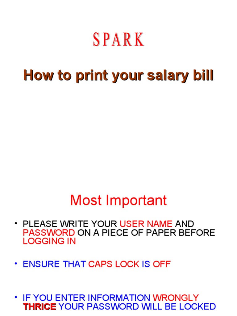 How to Print Your Salary Bill and Schedules from the SPARK Website ...