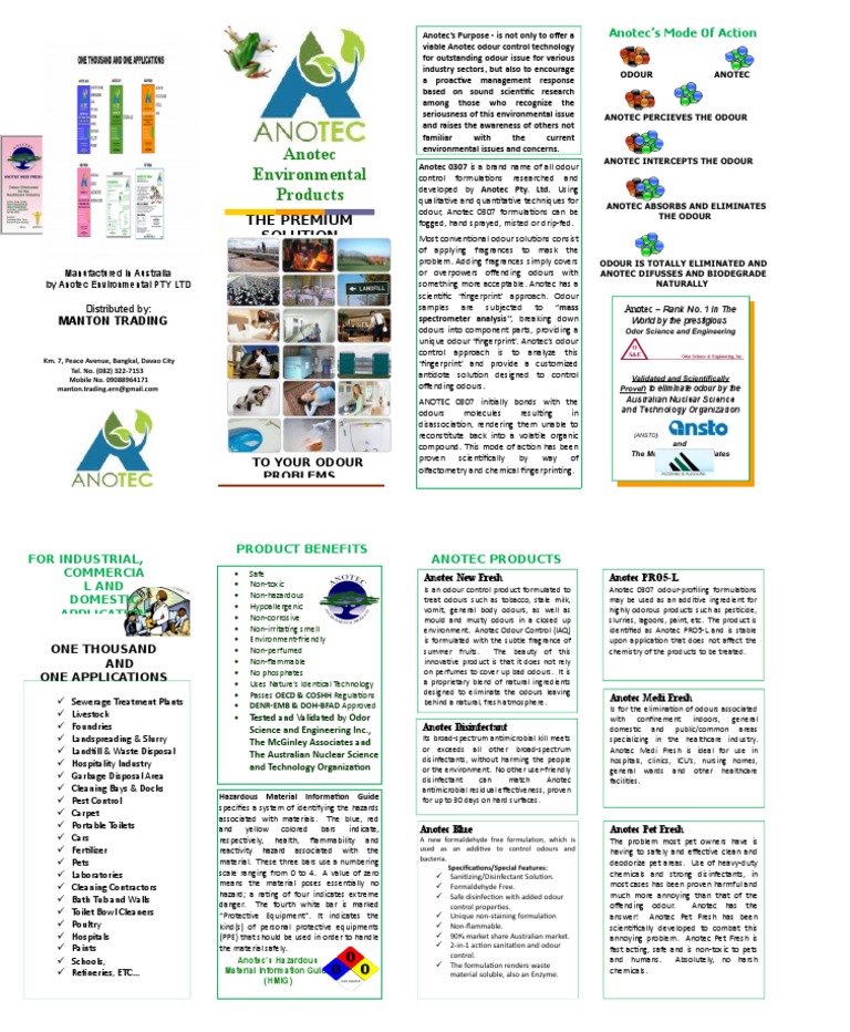 Anotec General | PDF | Odor | Disinfectant