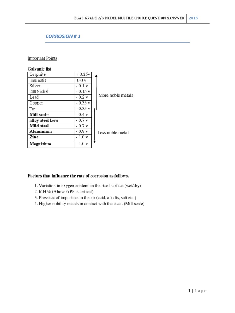 Bgas Question Pdf Pdf Anode Corrosion