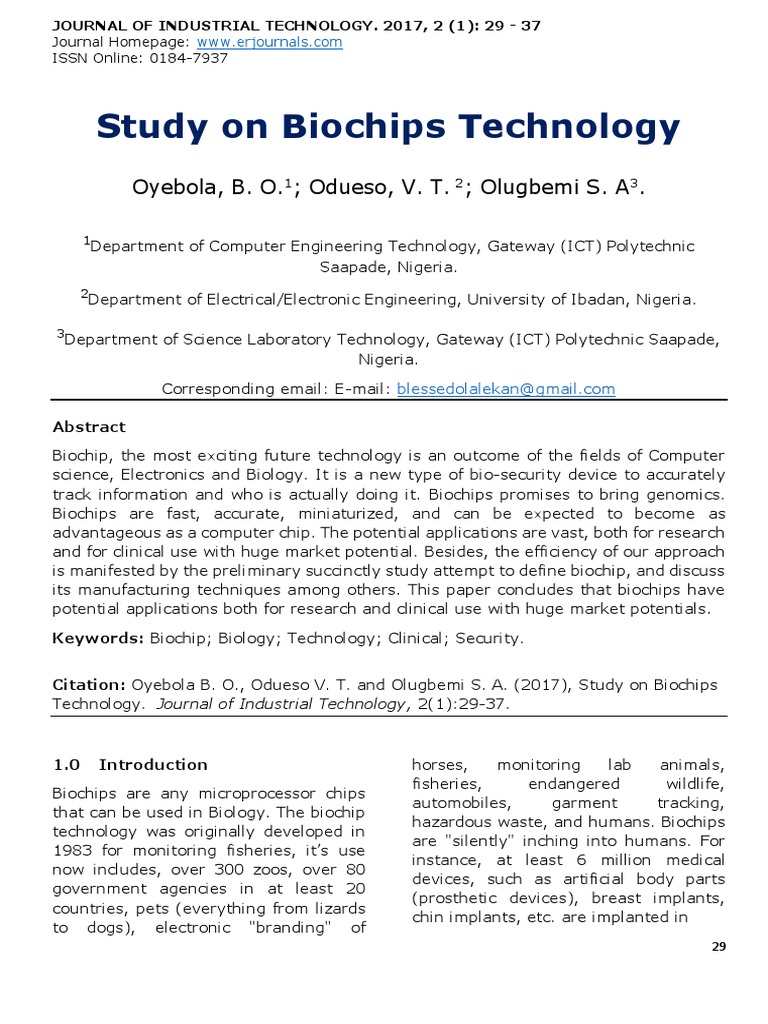 Study On Biochips Technology PDF | PDF | Dna Sequencing | Biology