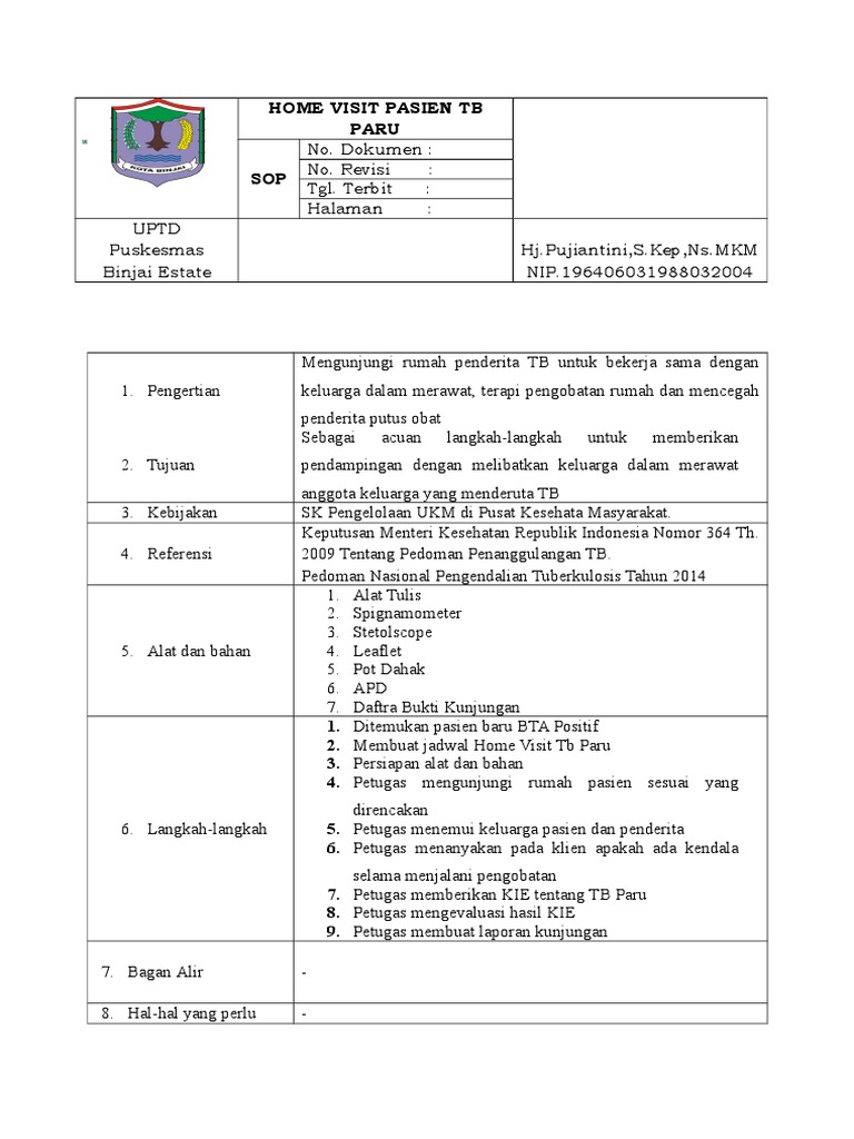 Sop Home Visit Pasien TB Paru | PDF