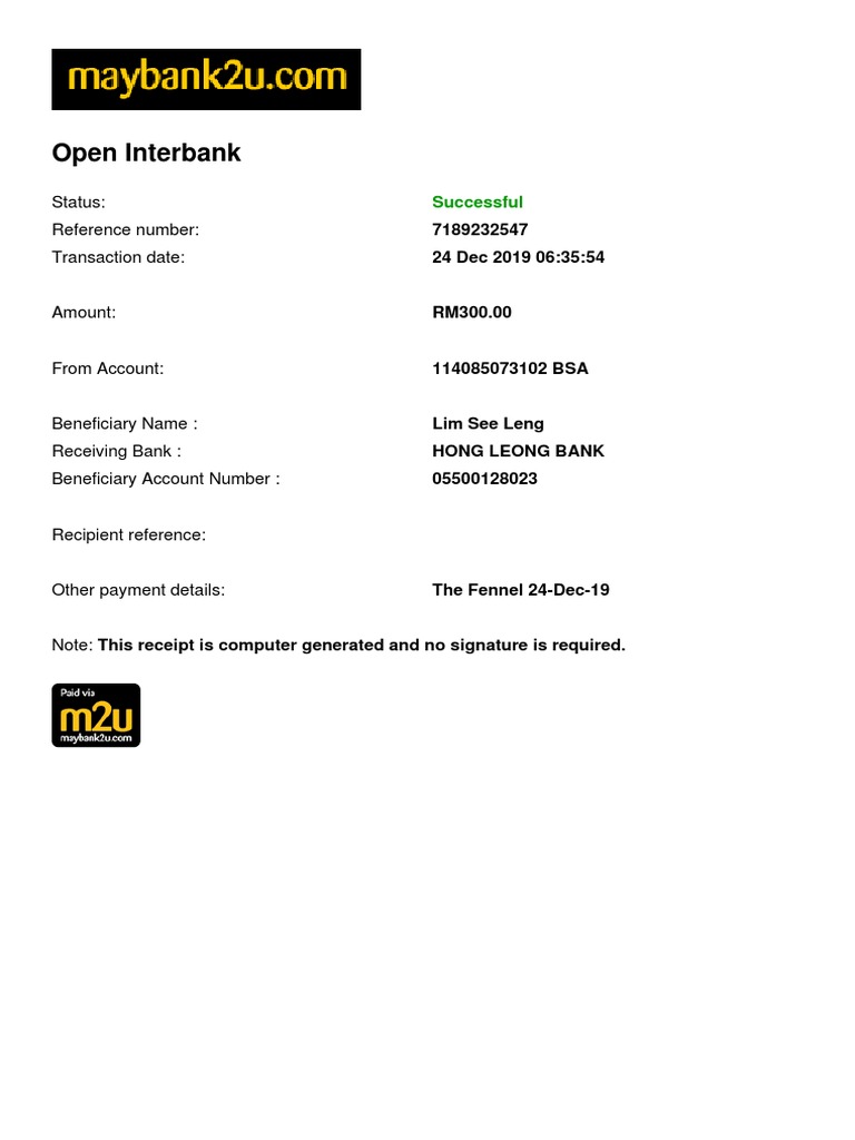 Receipt For Deposit - The Fennel (24-24-Dec-2019) | PDF