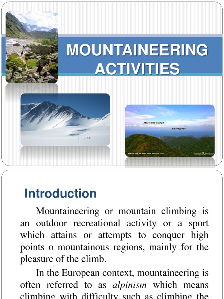Overview of Mountaineering Activities | PDF | Hiking | Recreation