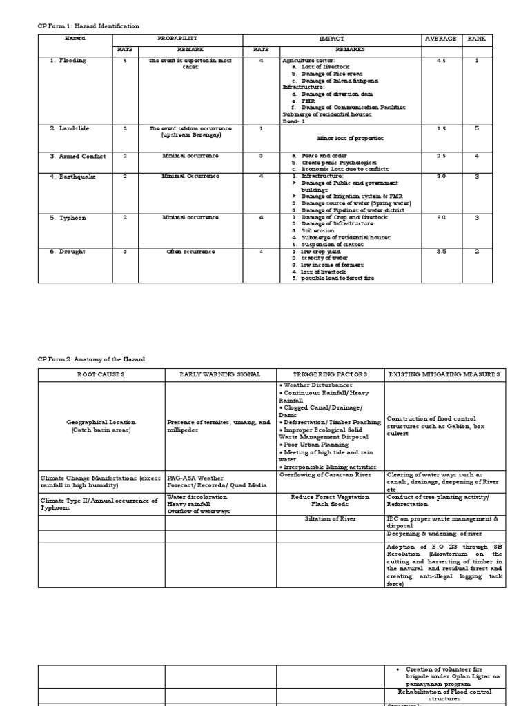 CP Form 1 Contengency Flood Plan | PDF | Flood | Hazards