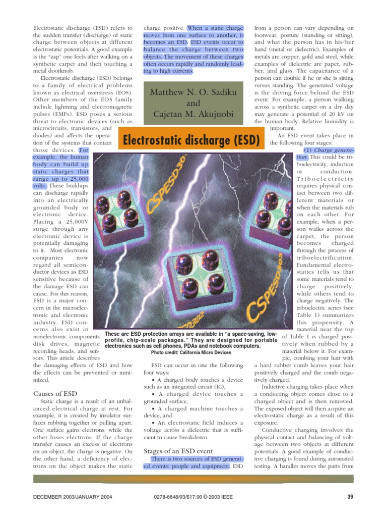 ESD Sadiku | PDF | Electrostatic Discharge | Electrostatics